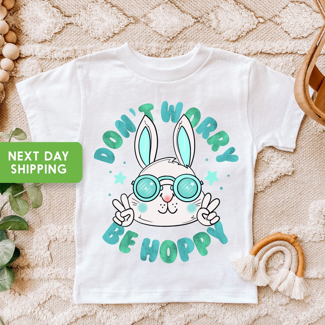 Luvly Don'T Worry Be Hoppy Toddler Shirt, Bunny, Cute Baby, Baby Shower ...