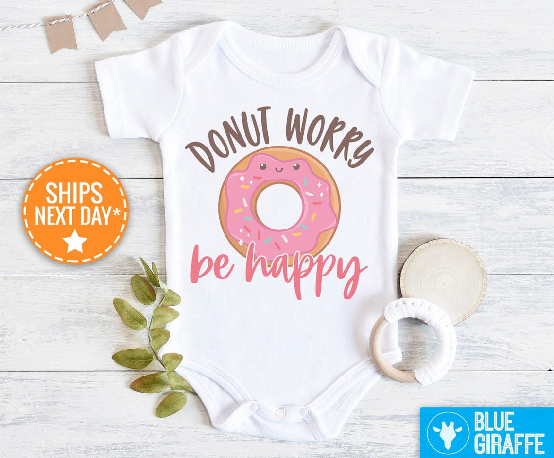 Luvly Donut Worry Be Happy, Cute Donut Baby Clothes, Sweet Themed Baby ...