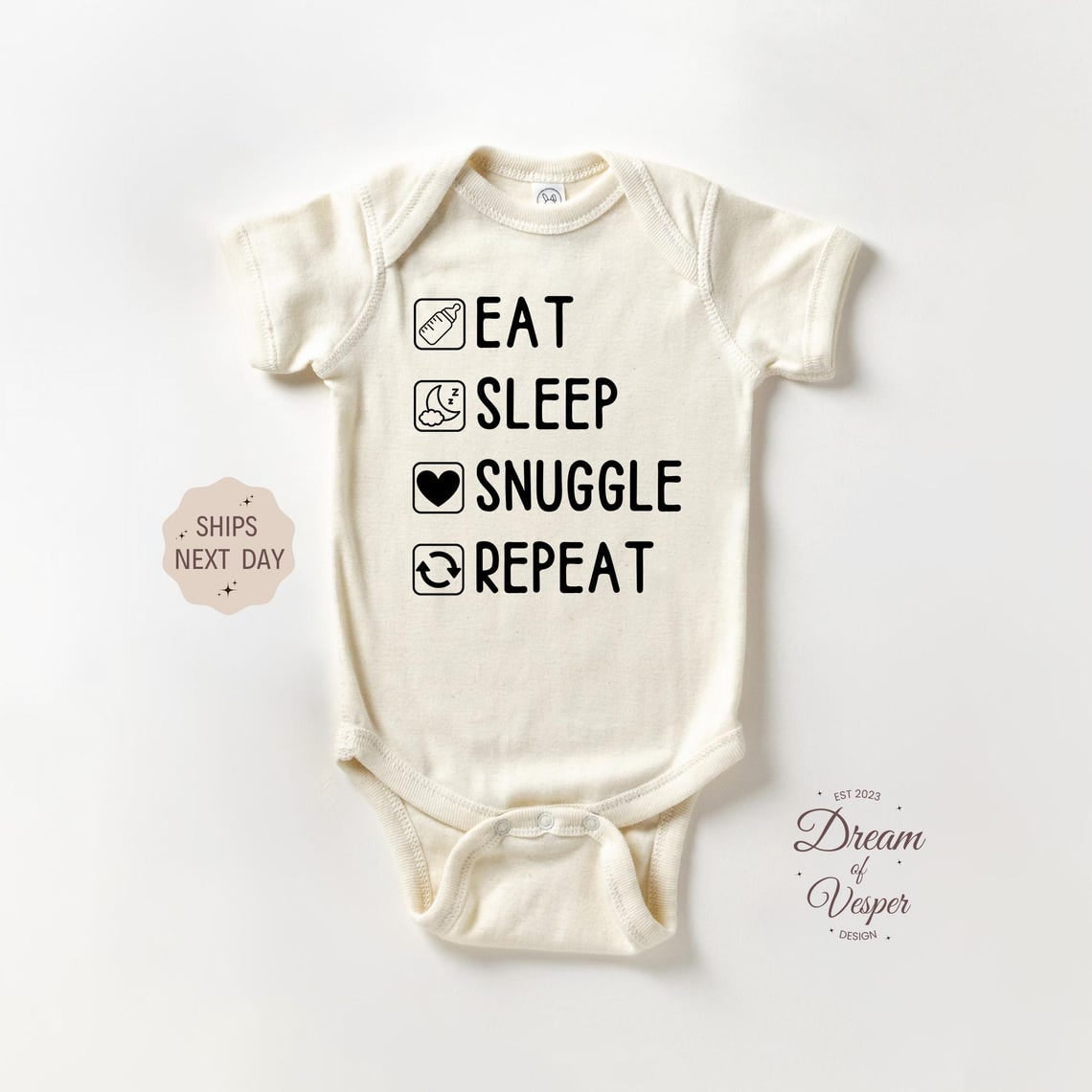 Luvly Eat Sleep Cuddle Repeat Baby - Funny Baby Bodysuit - Cute Baby ...