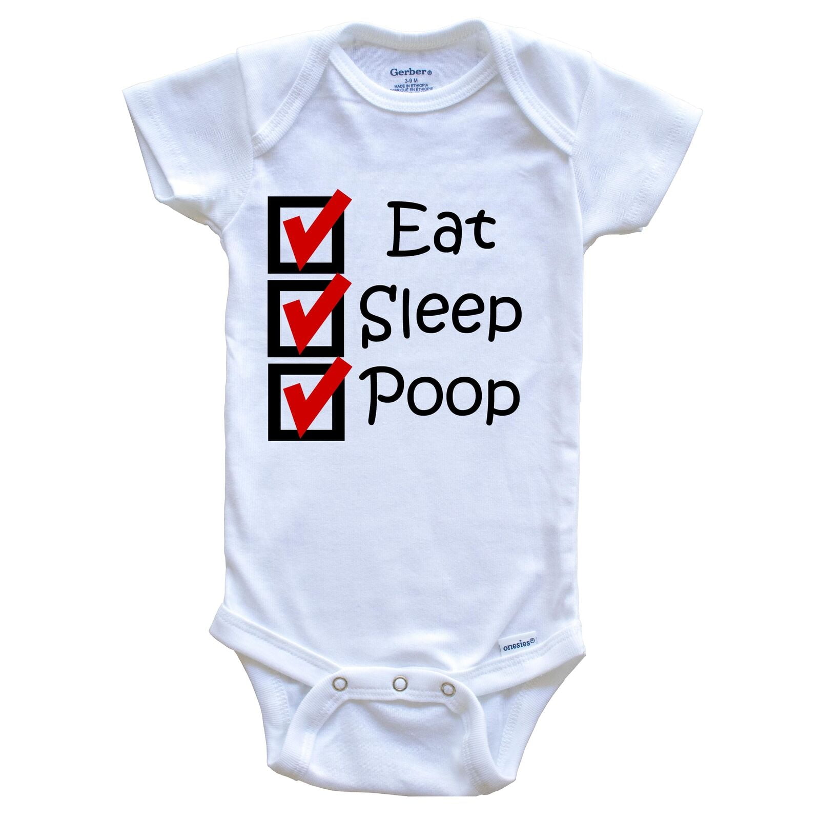Luvly Eat Sleep Poop Checklist Funny One Piece Baby Bodysuit, New Born ...