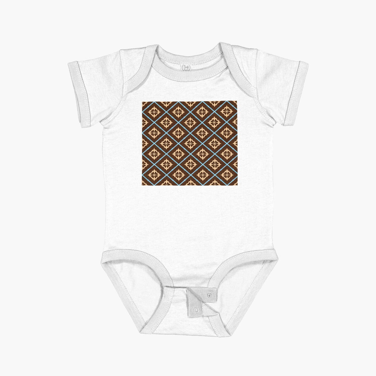 Luvly Elegant Diagonal Dark Brown Floral Short Sleeve Baby One-Piece ...