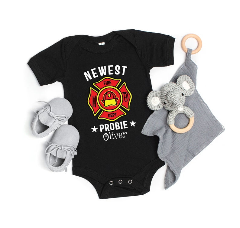 Luvly Firefighter Baby Bodysuit, Newest Probie Firefighter Baby Onesies ...