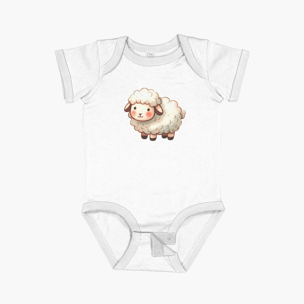 Luvly Fluffy Baby Sheep With Rosie Cheeks Short Sleeve Baby One-Piece ...