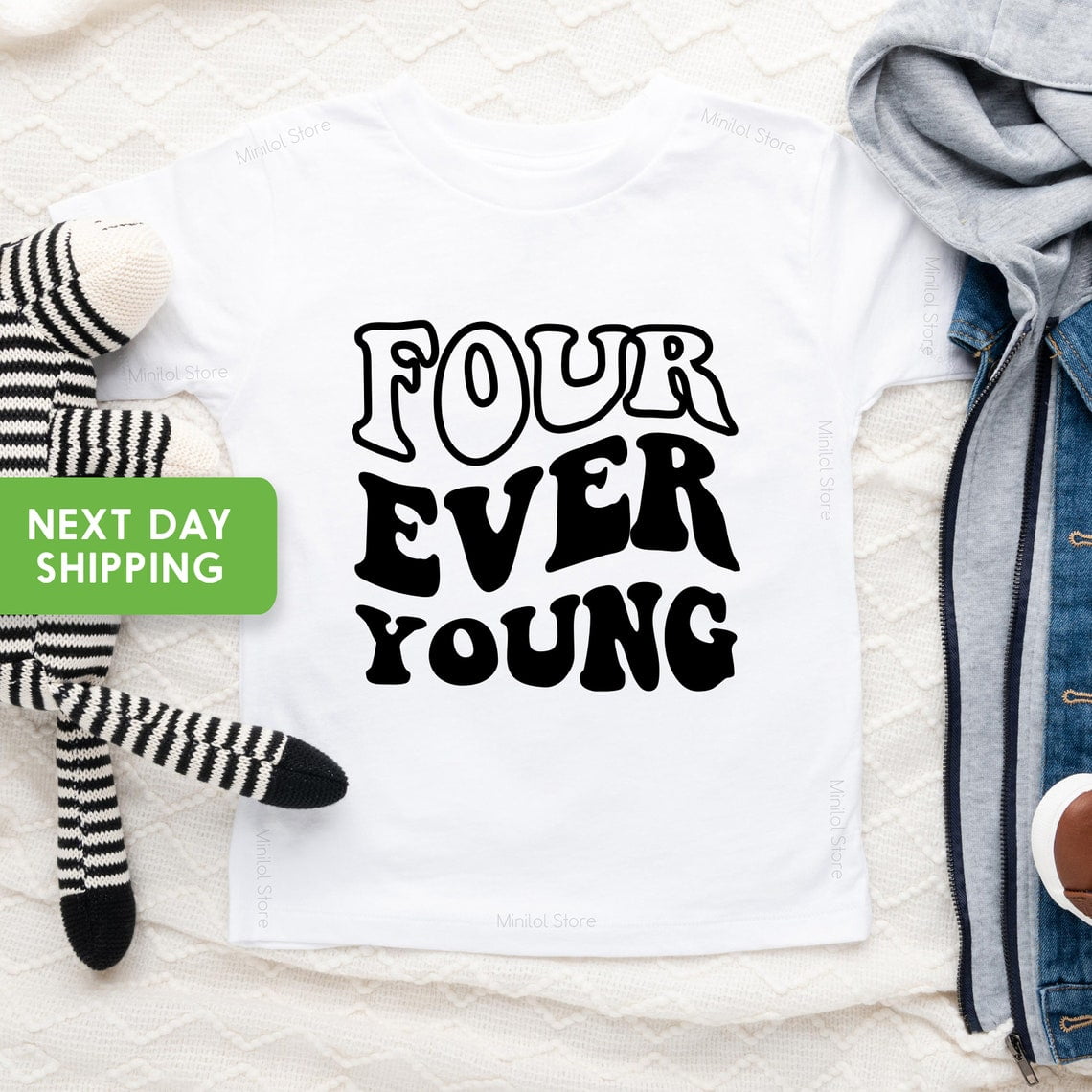 Luvly Four Ever Young Toddler Birthday Shirt, 4Th Birthday Shirt For ...