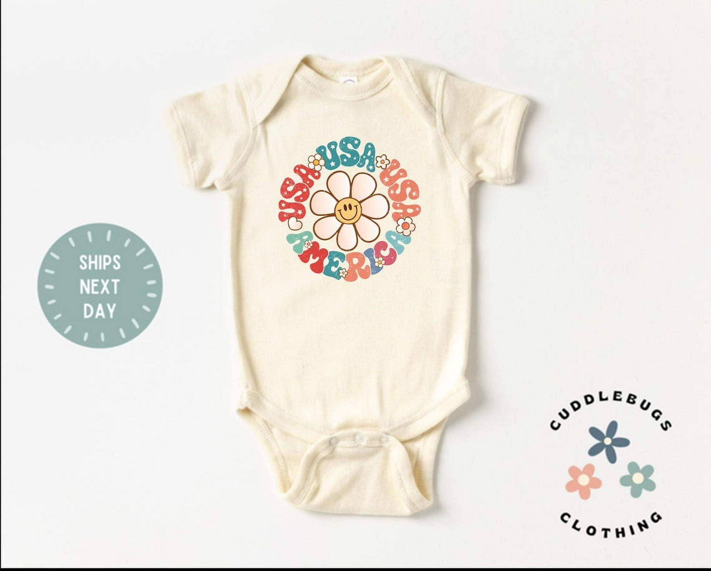 Luvly Fourth Of July Baby Onesies® Bodysuit - Usa America Smiley Face ...