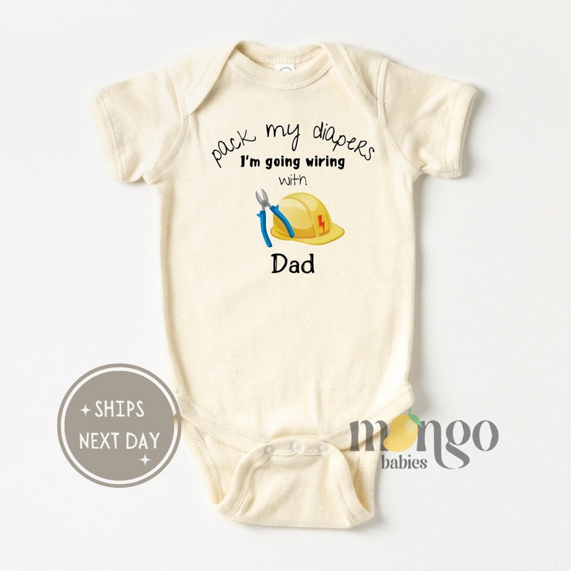 Luvly Funny Baby Onesies® Brand Pack My Diapers I'M Going Wiring With Dad Electrical Baby Shower ...