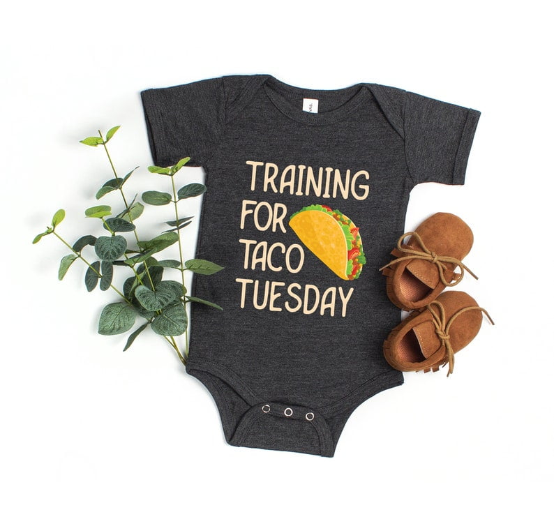 Luvly Funny Baby, Training For Taco Tuesday Baby Bodysuit, Taco Baby ...