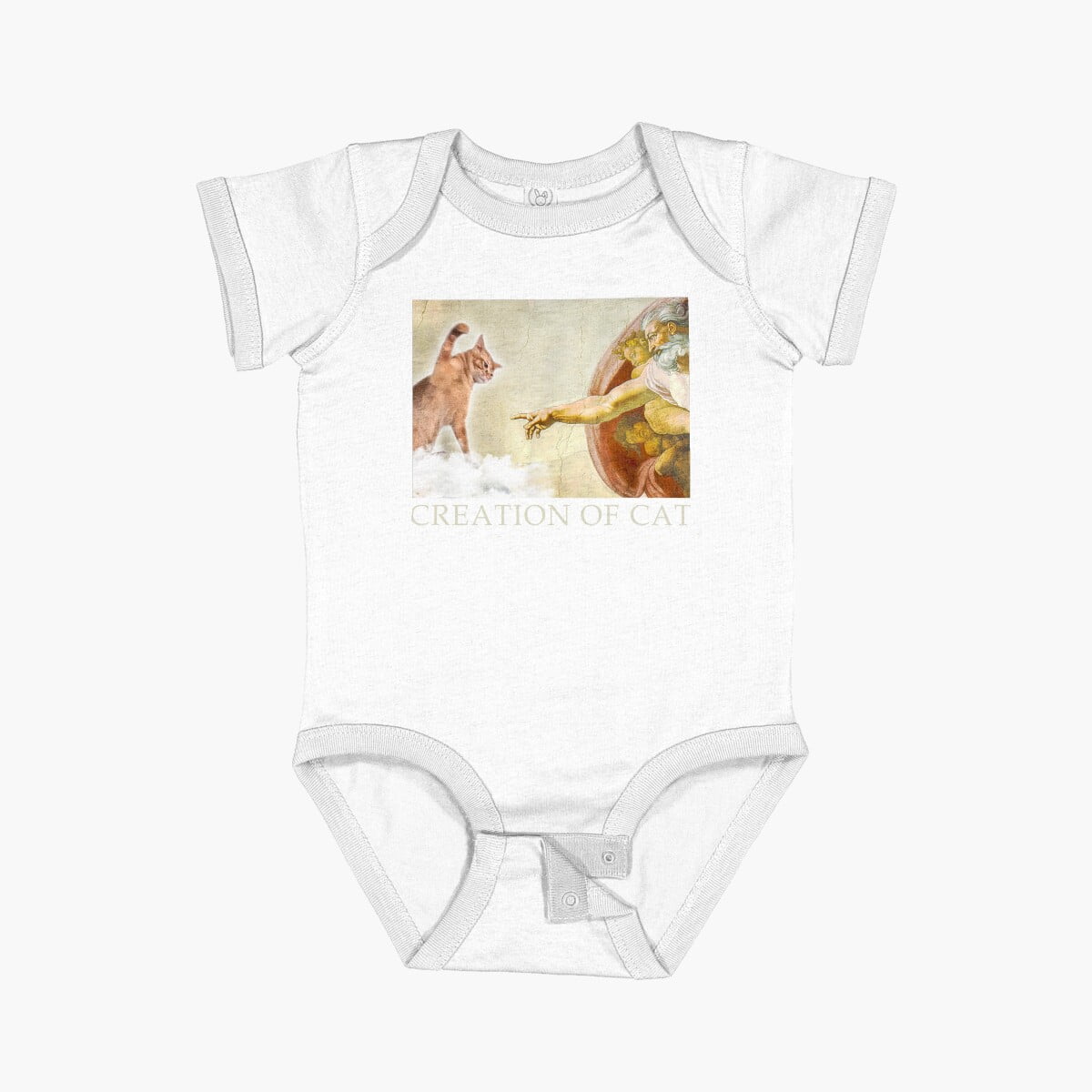 Luvly Funny Cat God Creation Oadam Michelangelo Art Graphic Short ...