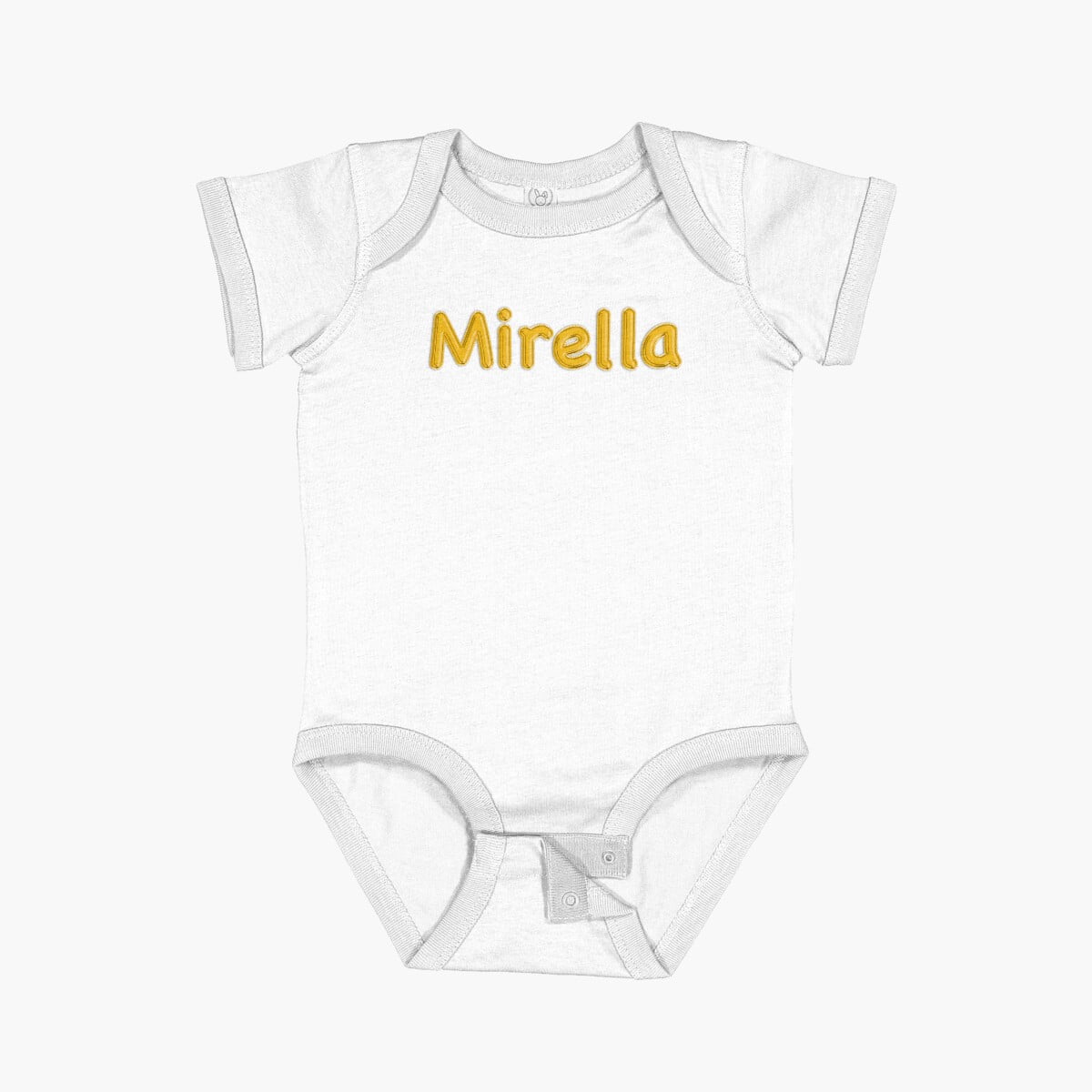 Luvly Golden Balloon Mirella Name Label Short Sleeve Baby One-Piece ...