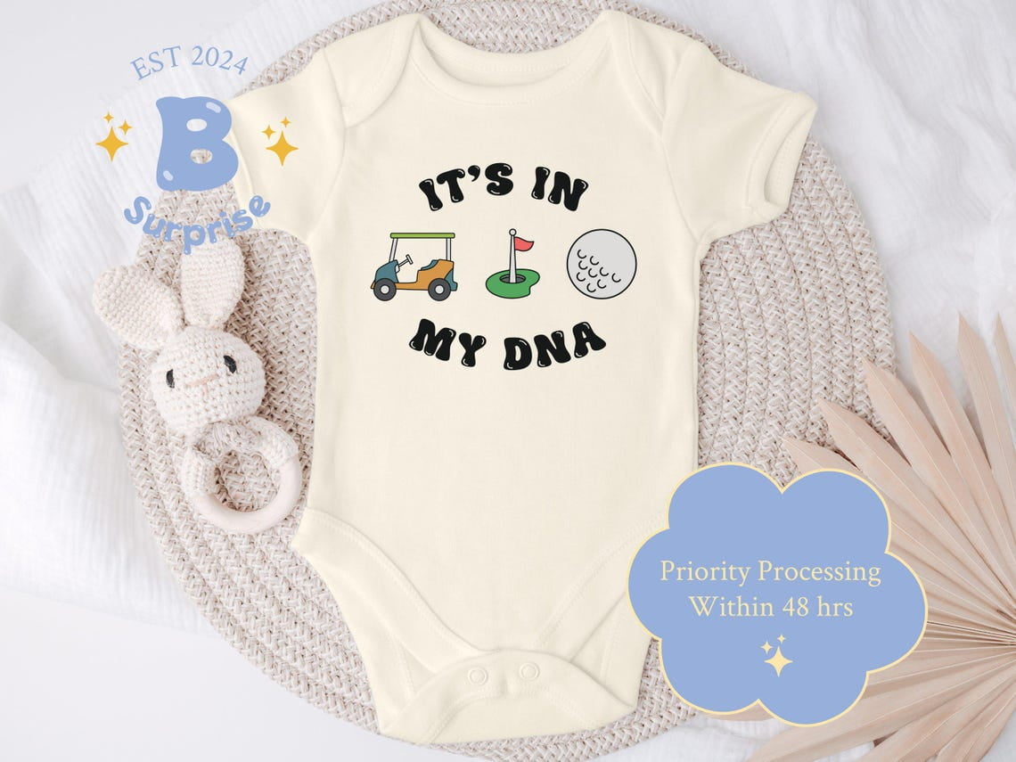 Luvly Golf Dna | It'S In My Dna Baby Bodysuit | Golf Theme Baby Outfit ...