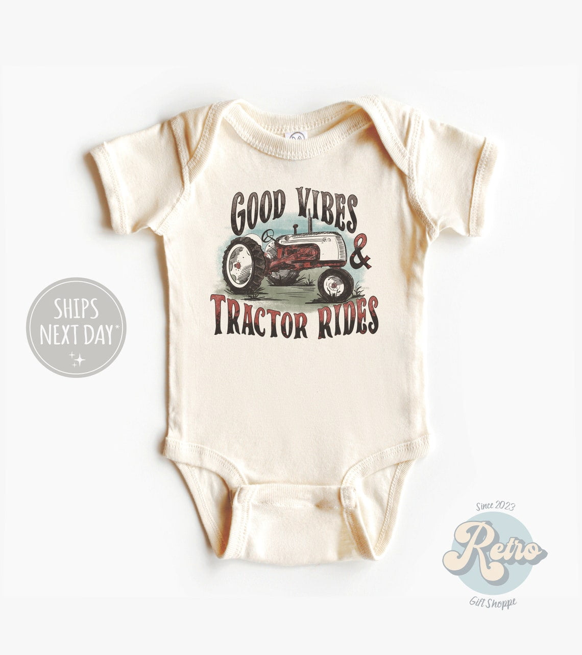 Luvly Good Vibes, Tractor Rides Bodysuit - Vintage Country Baby - Retro ...