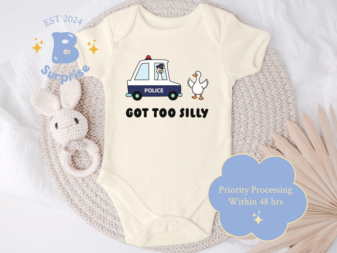Luvly Got Too Silly Police Goose | Silly Goose Toddler Shirt | Quirky ...