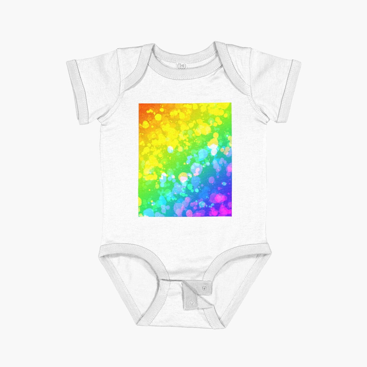 Luvly Gradient Rainbow Paint Splatter Short Sleeve Baby One-Piece, New ...