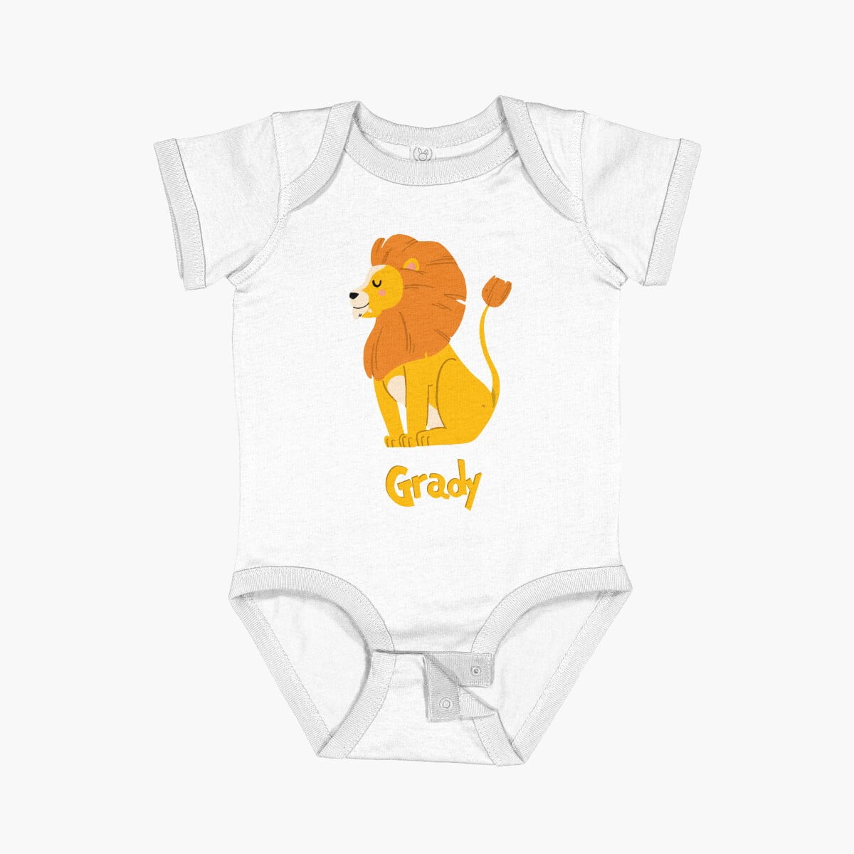 Luvly Grady Lion Baby Boy Wild Animal Name Short Sleeve Baby One-Piece ...