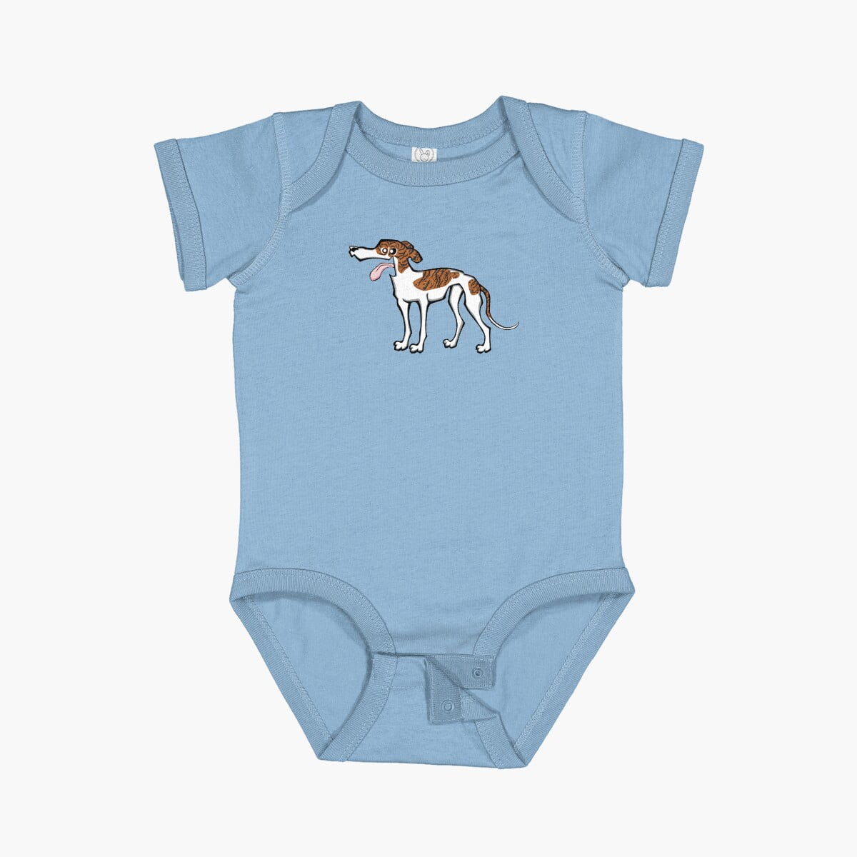 Luvly Greyhound - Dark Brindle And White (Full Body) Blue Bg Short ...