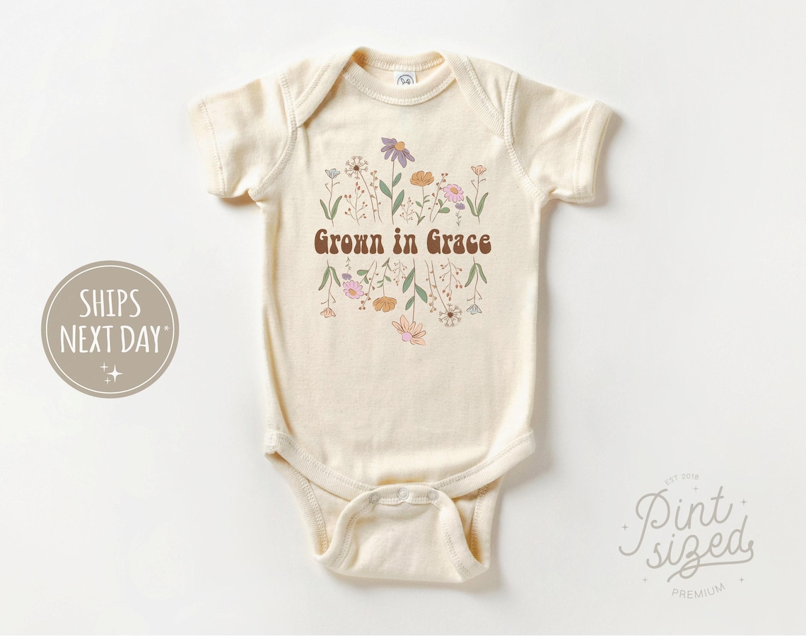 Luvly Grown In Grace - Boho Religious Bodysuit - Christian Natural Baby ...