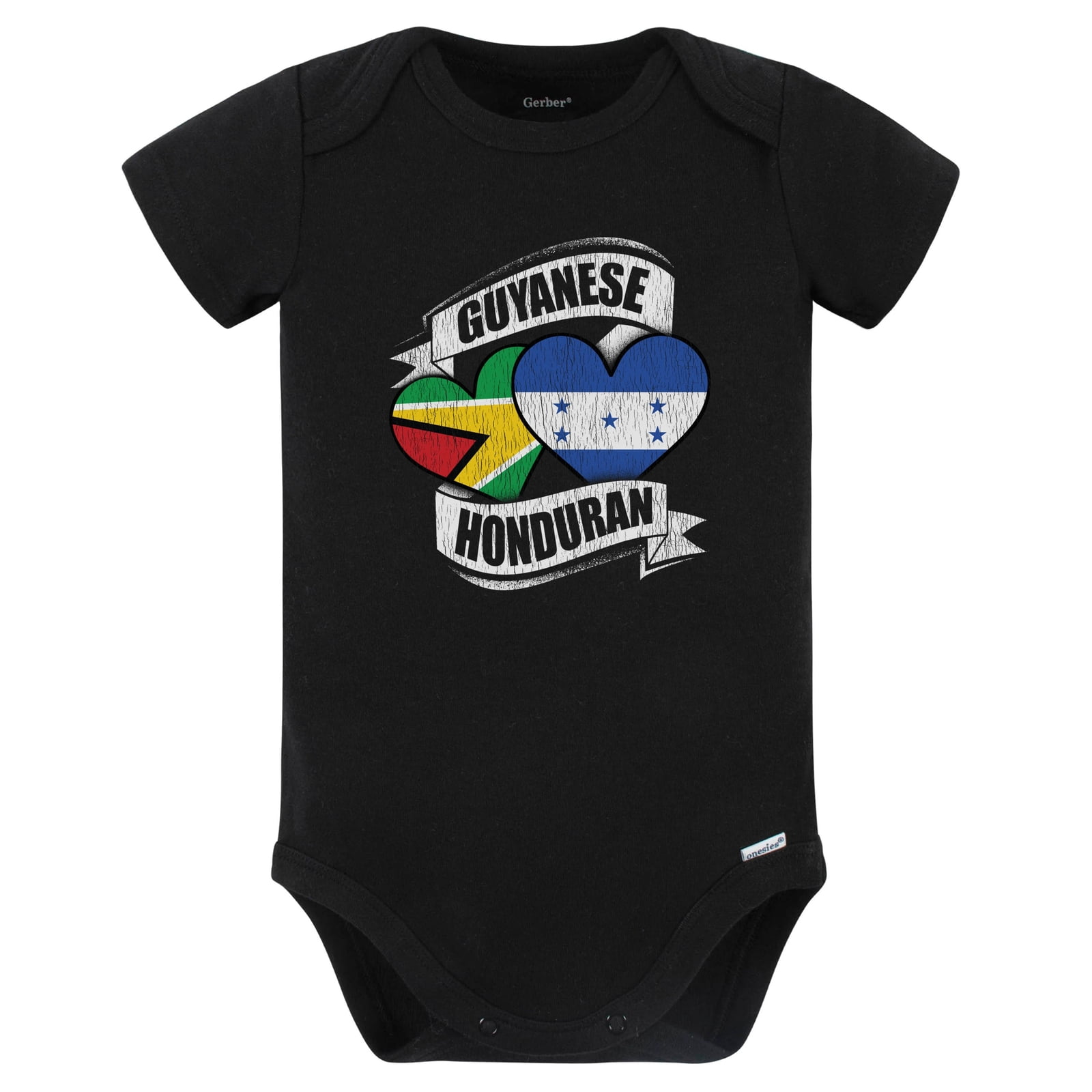 Luvly Guyanese Honduran Hearts Guyana Honduras Flags Baby Bodysuit ...