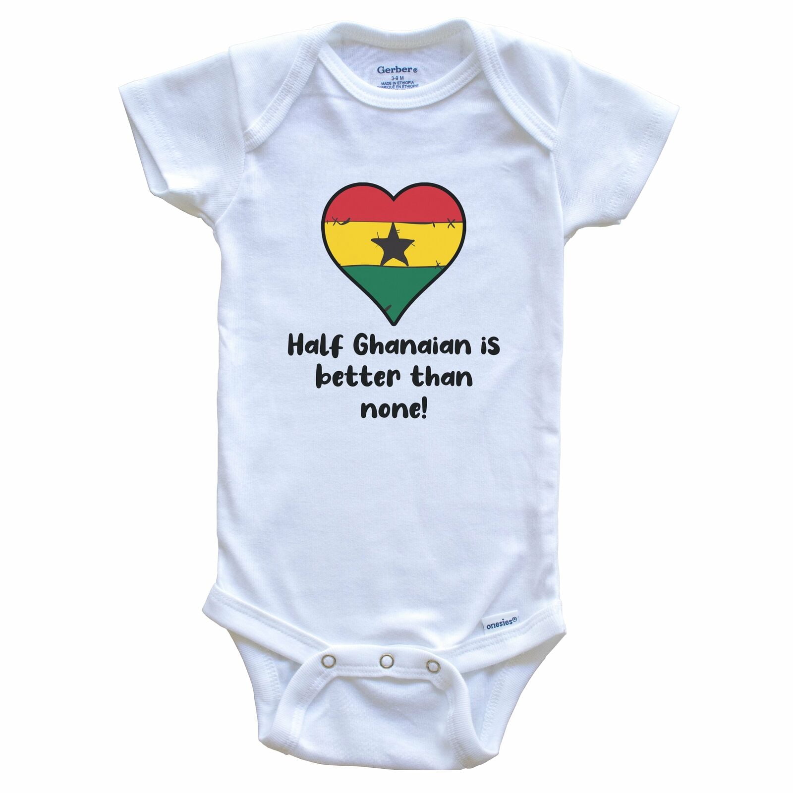 Luvly Half Ghanaian Is Better Than None Ghana Flag Heart Baby Bodysuit ...