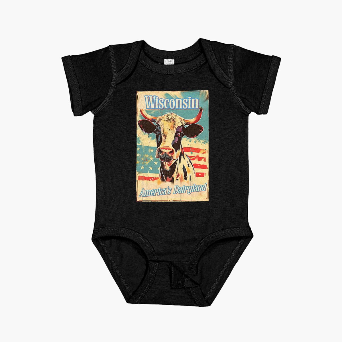 Luvly Happy Cow In Wisconsin America'S Dairyland Short Sleeve Baby One ...