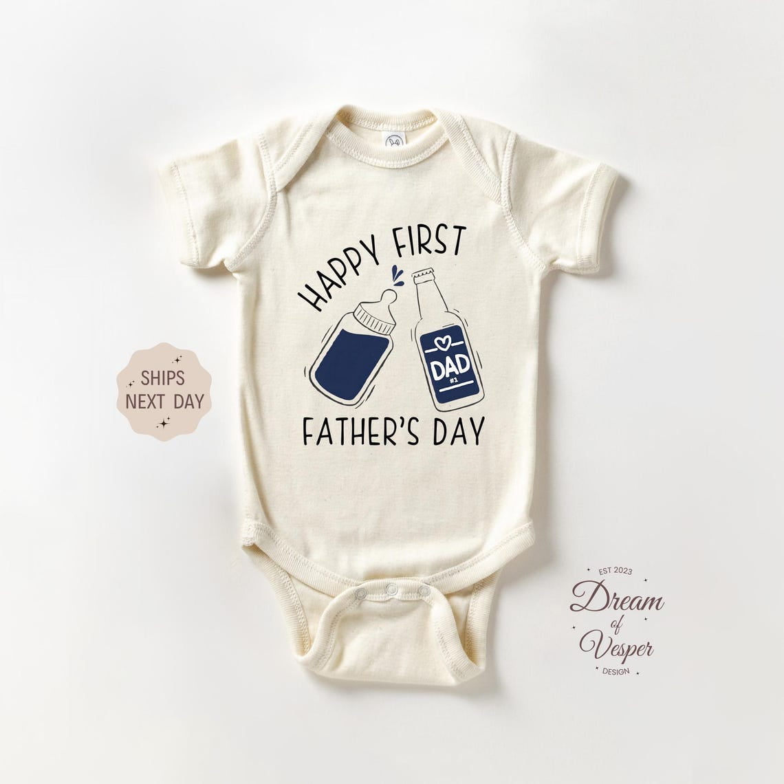 Luvly Happy First Father’S Day Baby, Cute Buddy Father’S Day Bodysuit, Newborn Natural Baby ...