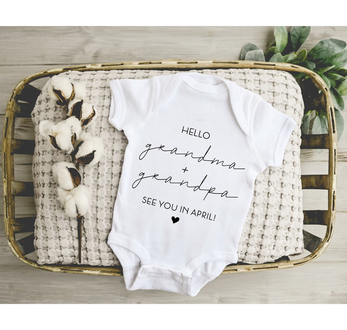 Luvly Hello Grandma And Grandpa Onesie Coming Soon Bodysuit, Hi ...