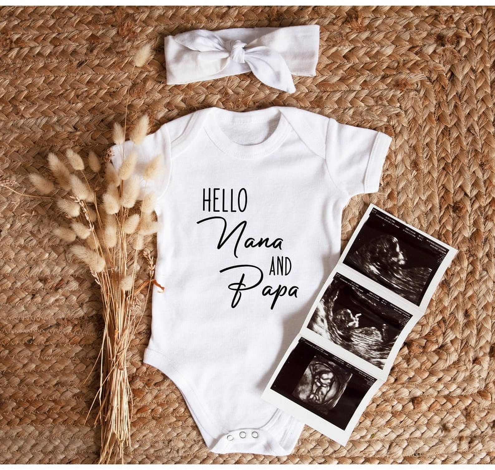 Luvly Hello Nana And Papa, Baby Announcement Bodysuit, Ivf Baby Shower ...