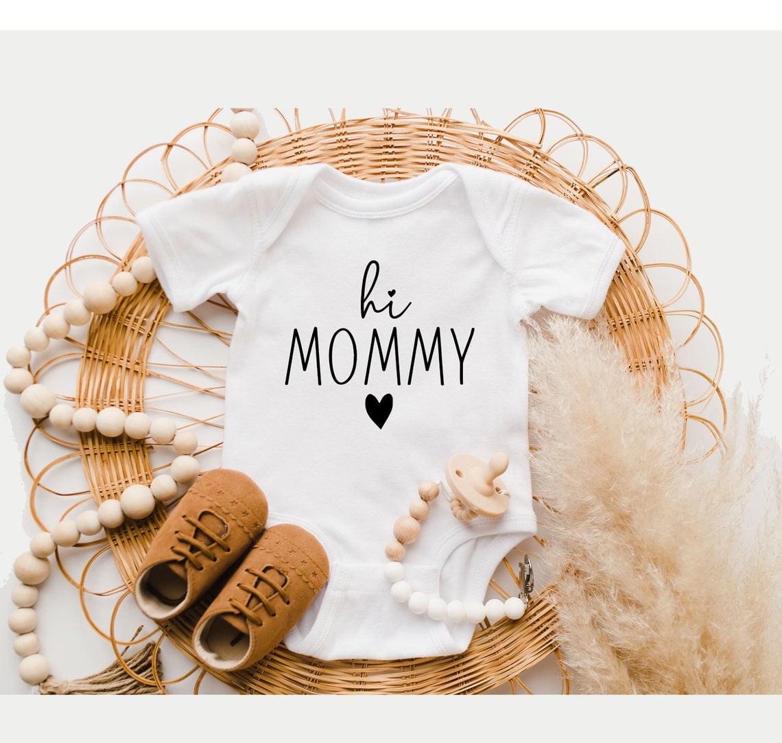 Luvly Hi Mommy Onesie, Baby Shower Gift, Mother Baby Reveal, Hi Mama ...