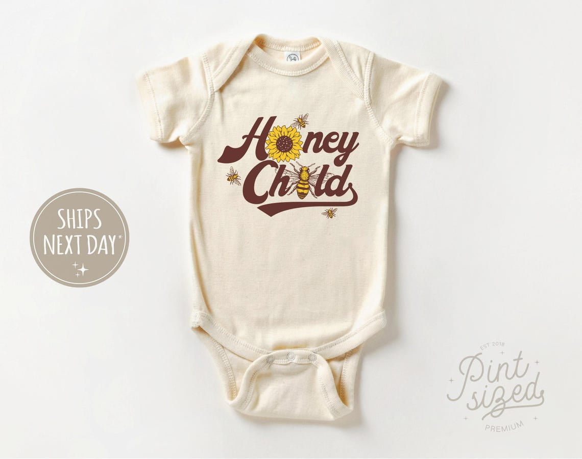 Luvly Honey Child Baby - Retro Summer Bodysuit - Honey Bee Natural ...