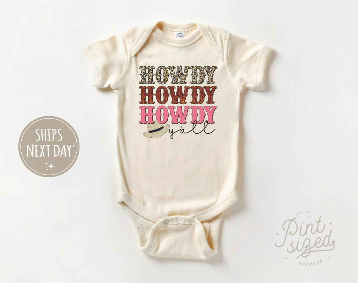 Luvly Howdy Y'All Baby Girl - Retro Cowgirl Bodysuit - Cute Country ...