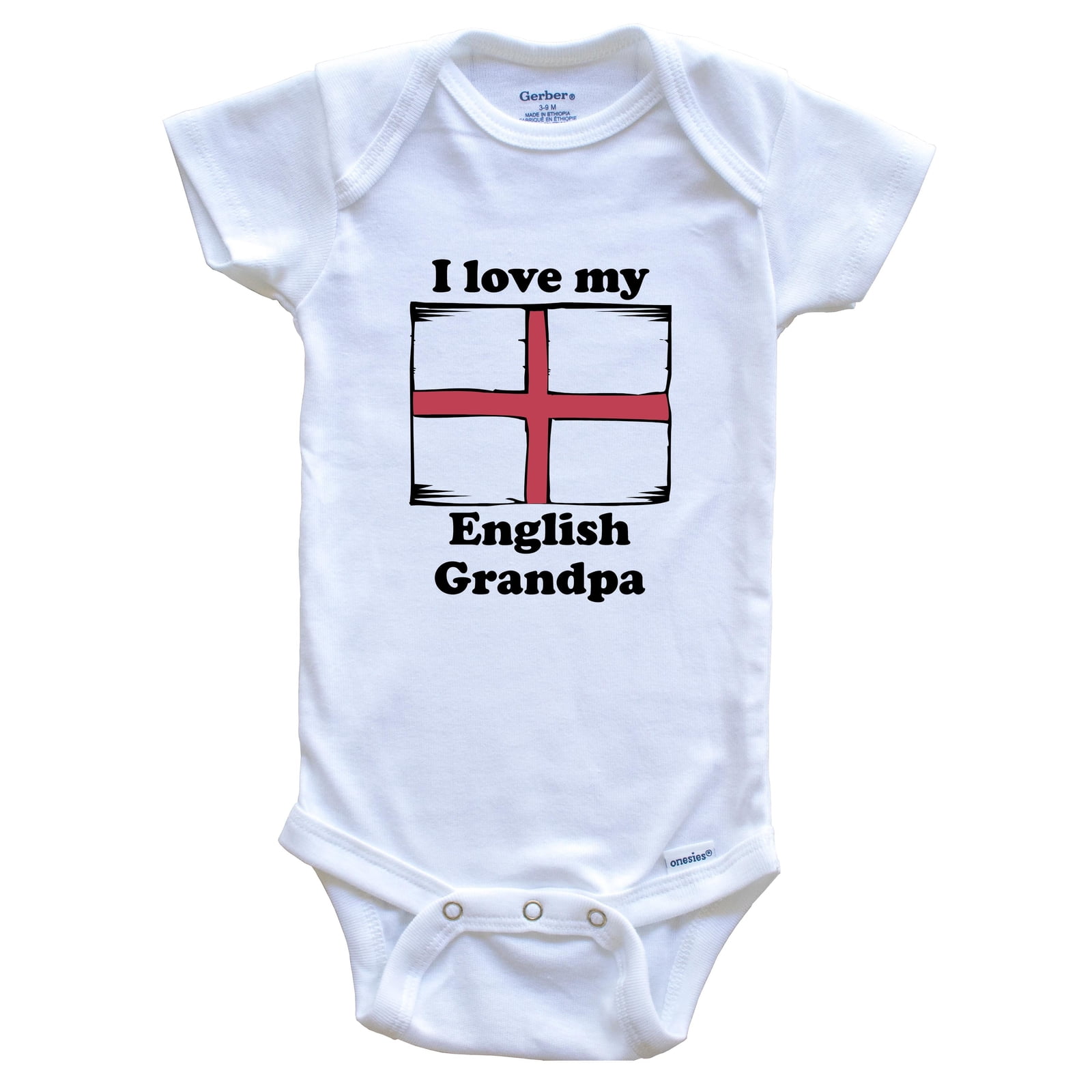 Luvly I Love My English Grandpa England Flag Grandchild One Piece Baby ...
