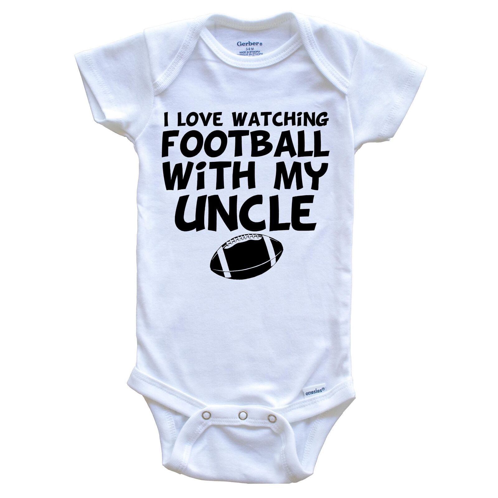 Luvly I Love Watching Football With My Uncle One Piece Baby Bodysuit ...