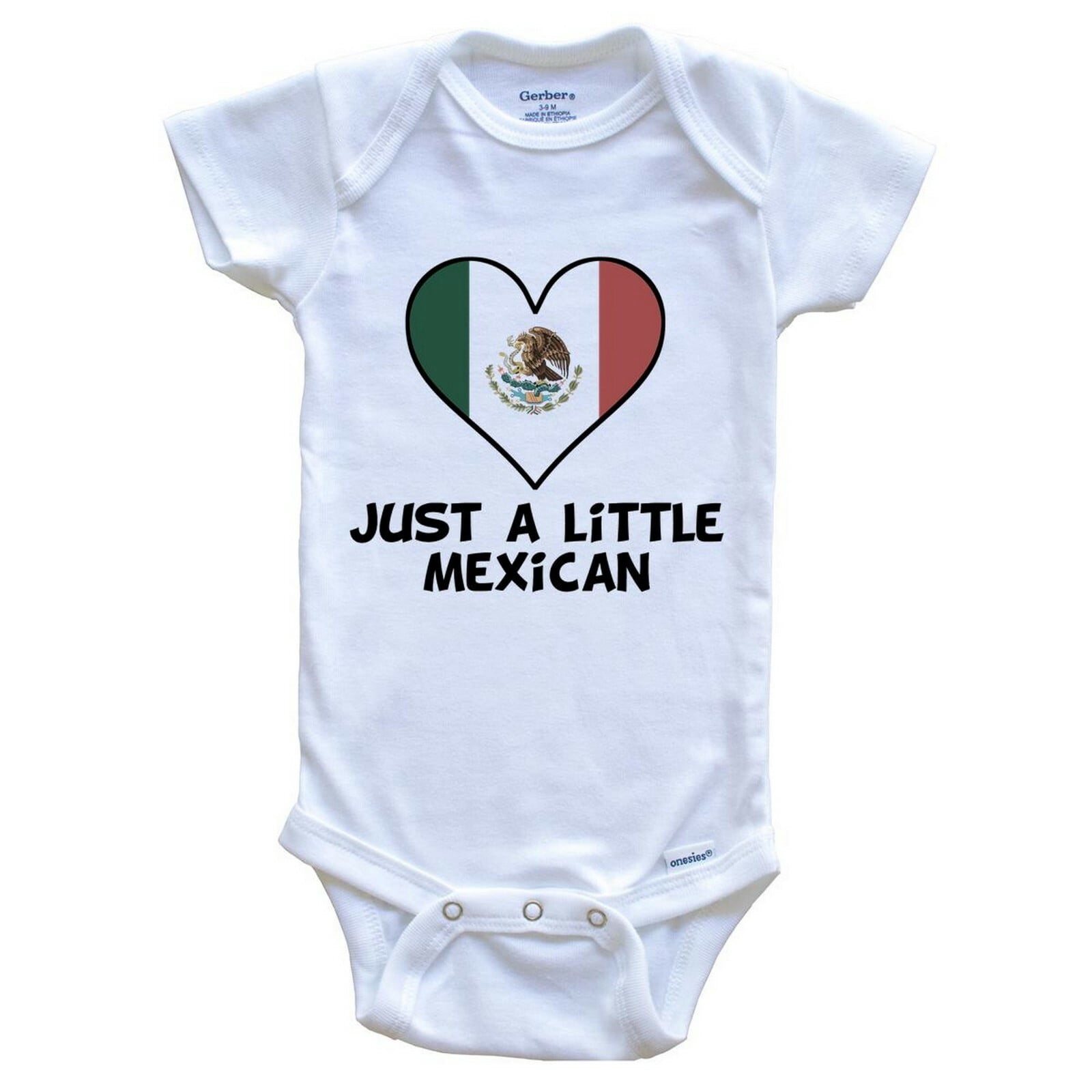 Luvly Just A Little Mexican Bodysuit - Funny Mexico Flag Heart Baby ...