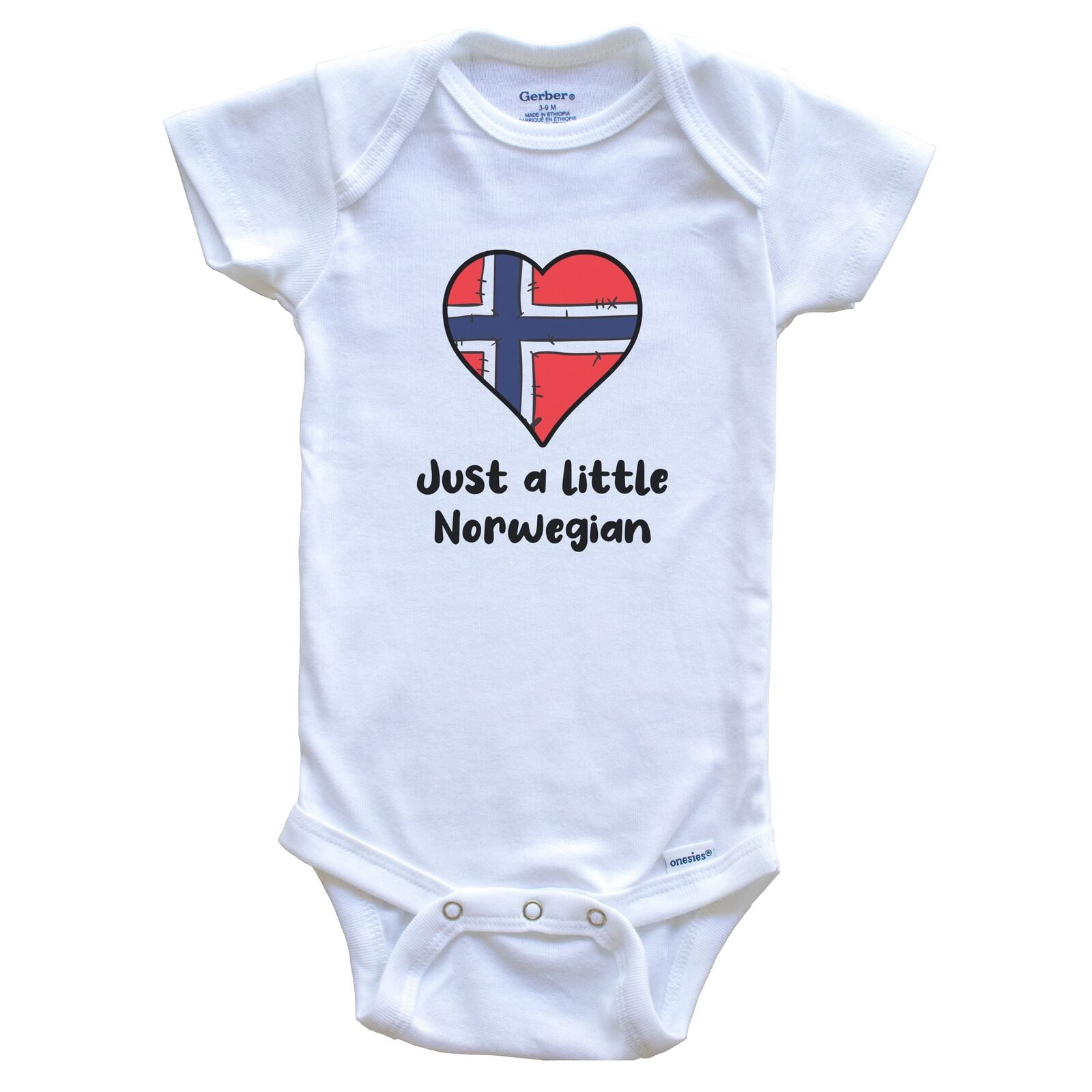 Luvly Just A Little Norwegian Norway Flag Heart One Piece Baby Bodysuit ...