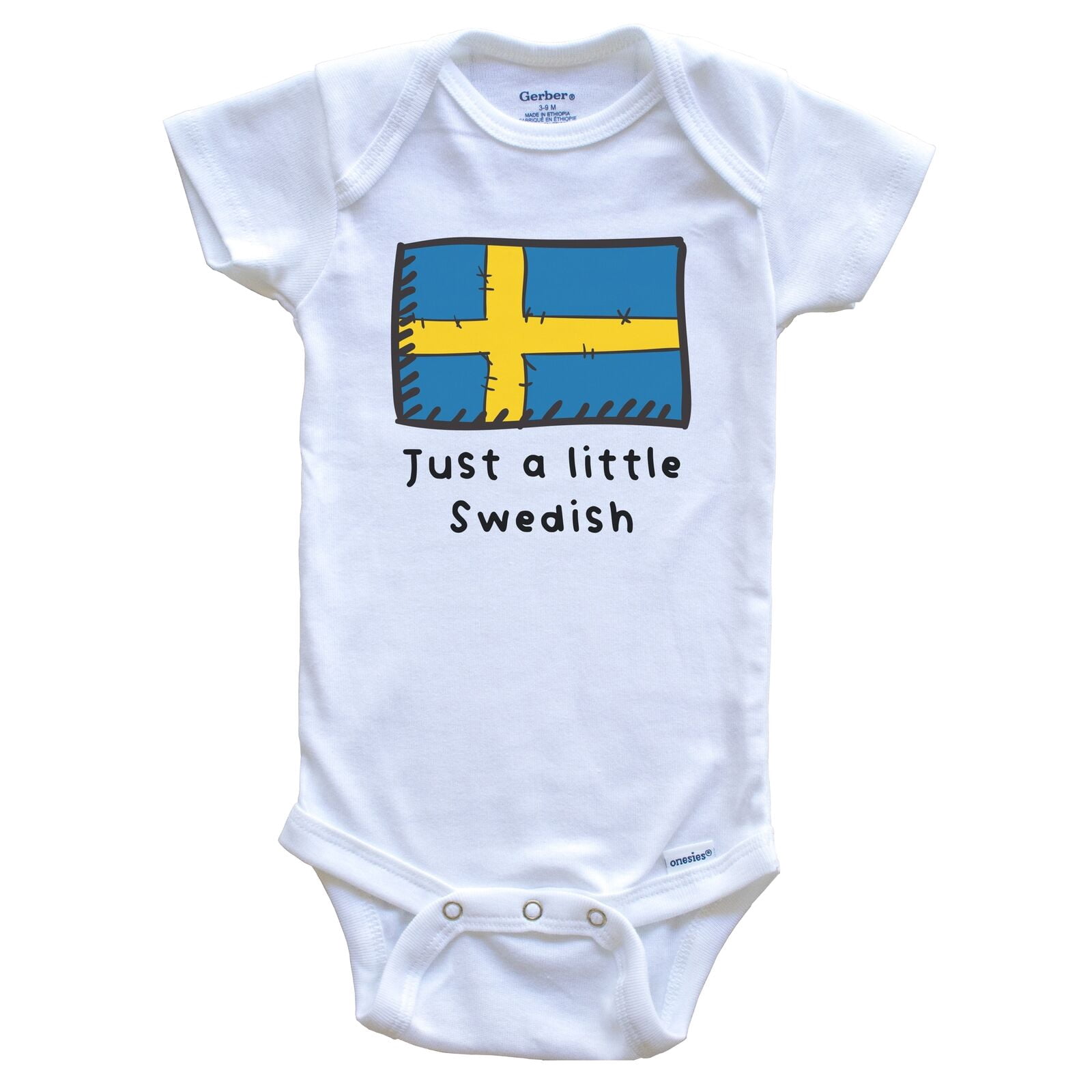 Luvly Just A Little Swedish Funny Cute Sweden Flag One Piece Baby ...