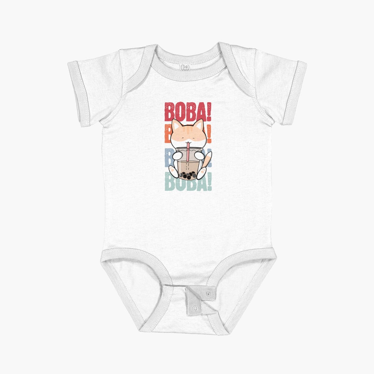 Luvly Kawaii Boba Cat Short Sleeve Baby One-Piece, New Born, Baby ...
