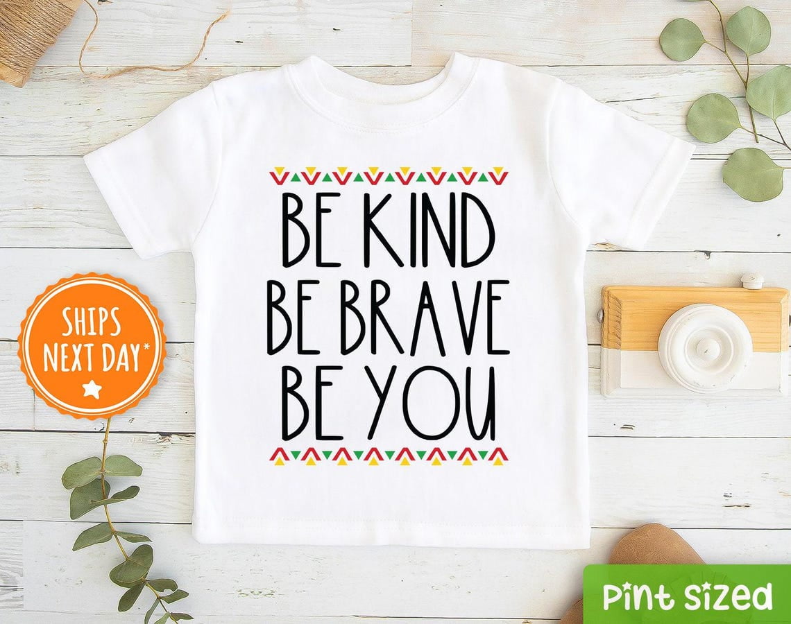 Luvly Be Kind Be Brave Be You Kids Shirt - Cute Empowerment Toddle ...