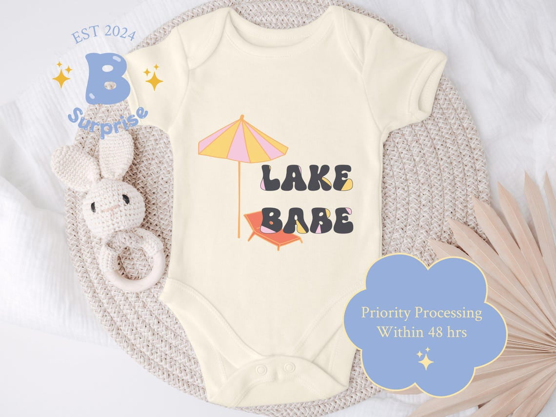 Luvly Lake Babe Baby | Cute Summer Bodysuit | Natural Color Infant ...