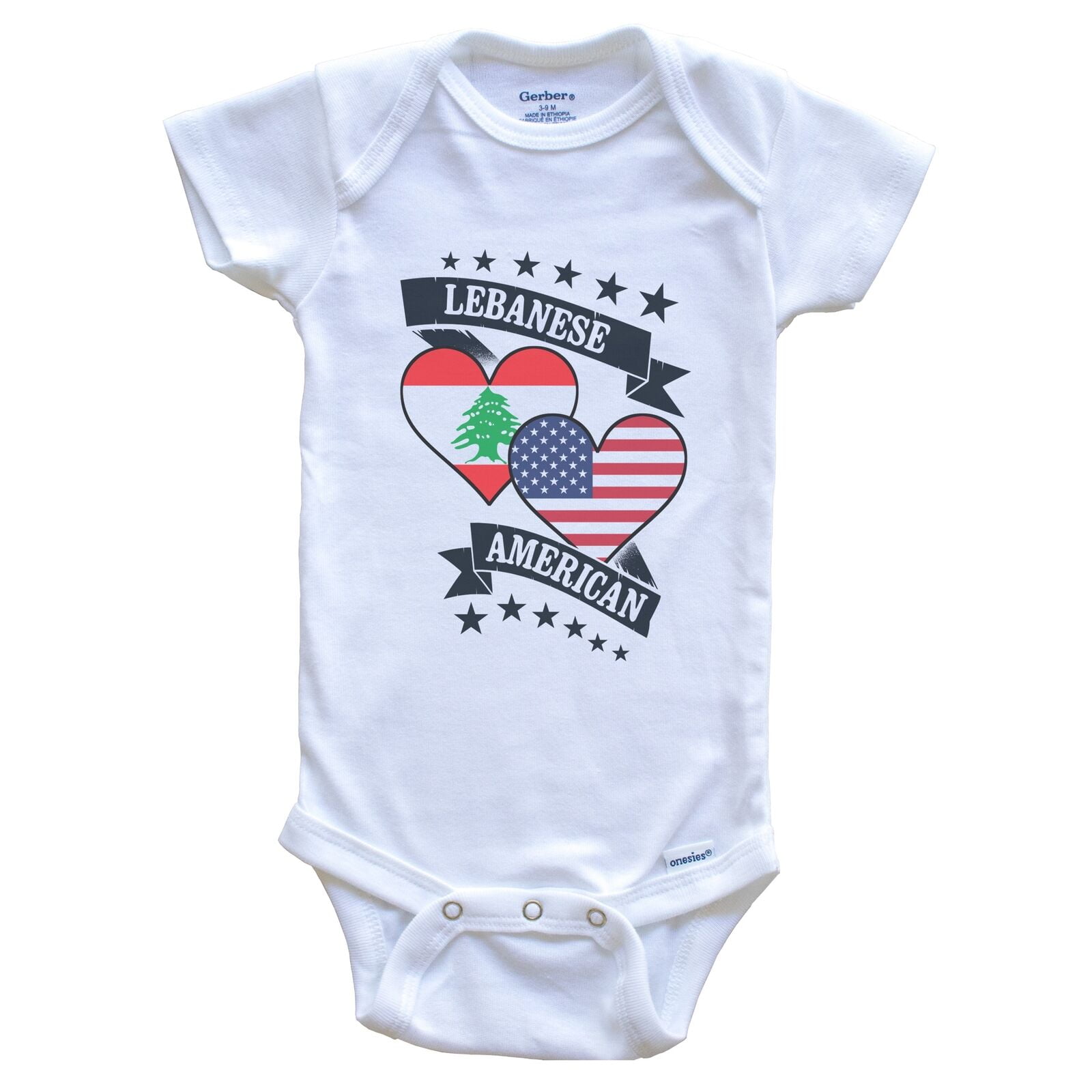 Luvly Lebanese American Heart Flags Lebanon America Baby Bodysuit, New ...