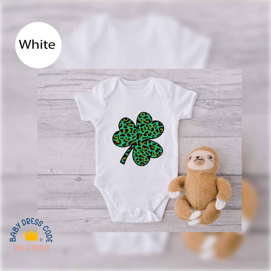 Luvly Leopard Heart Shamrock Baby Bodysuit, Irish Shamrock Toddler ...