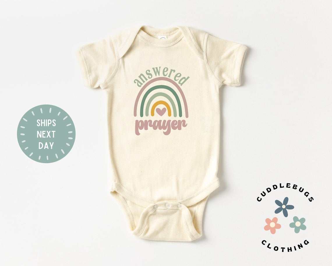 Luvly Little Answered Prayer Baby Onsies® Brand Bodysuit - Rainbow Baby - Religious Baby ...