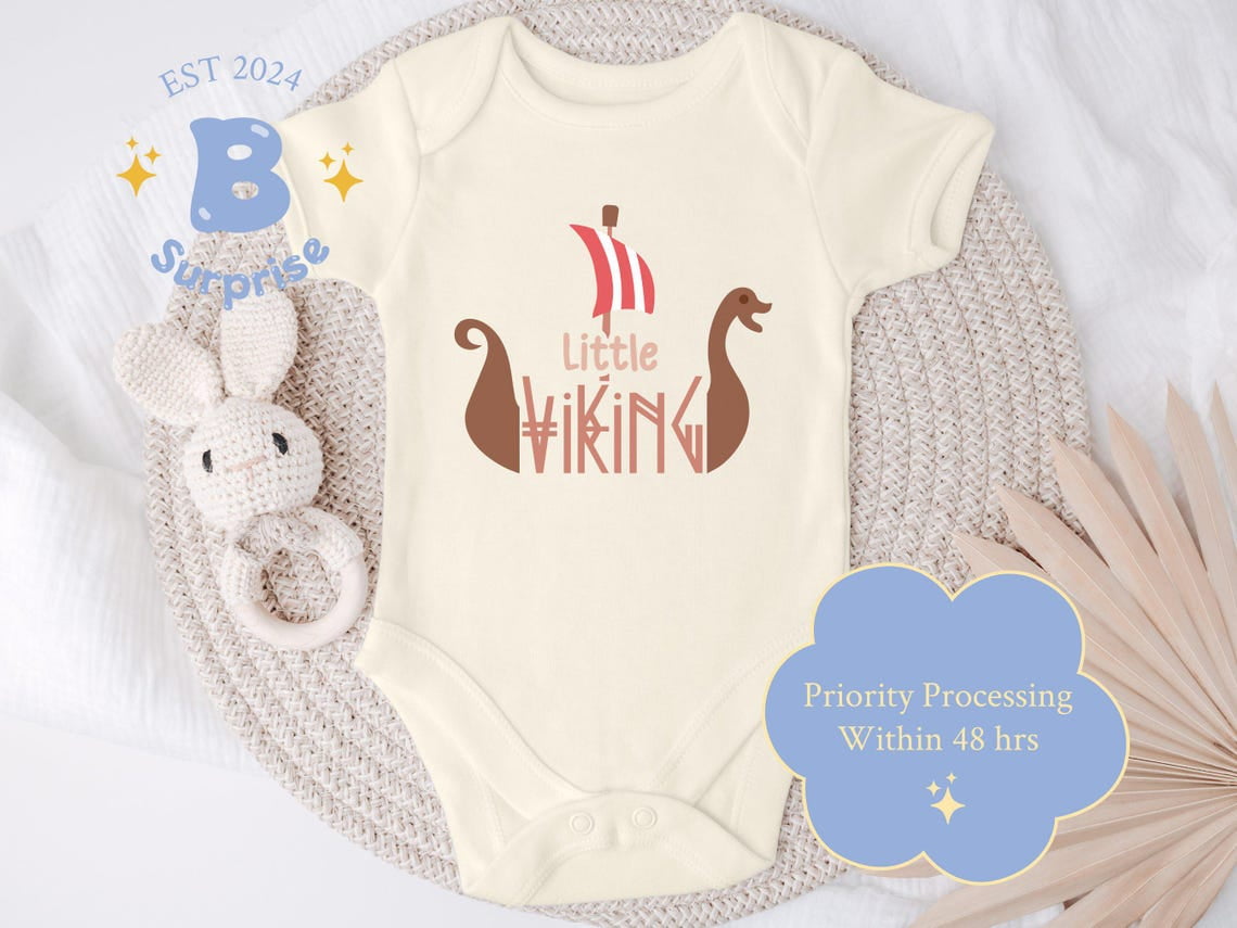 Luvly Little Viking | Baby Viking Theme Bodysuit | Natural Color Infant ...