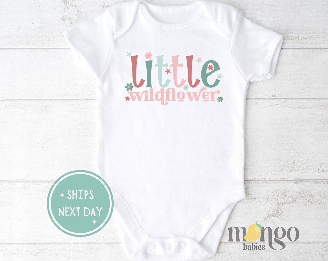 Luvly Little Wildflower Onesies® Brand Cute Baby Boho Wildflower Bodysuit Flowers Girl Cute Baby ...