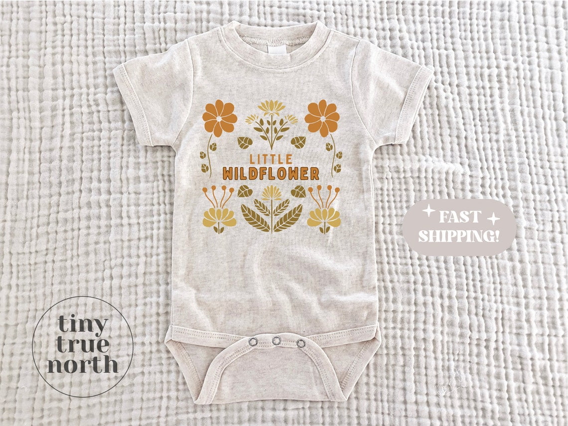 Luvly Little Wildflower Shirt - Baby Girl One Piece - Little Wildflower - Girl Baby Shower Gift ...