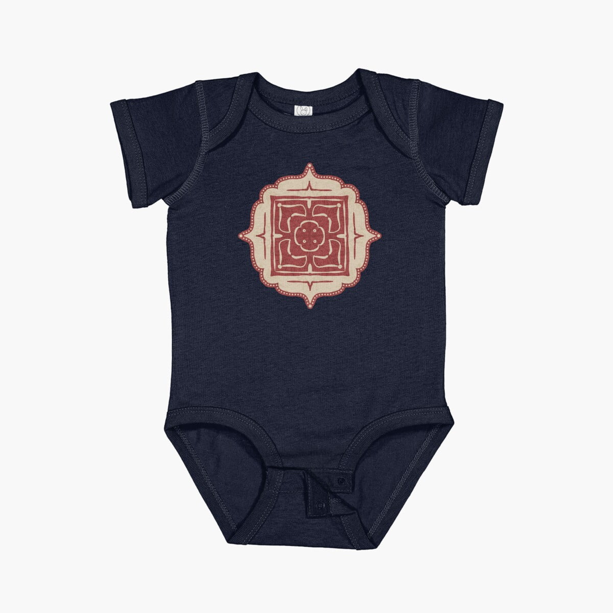 Luvly Lotus Medallion - Ruby + Dove Short Sleeve Baby One-Piece, New ...