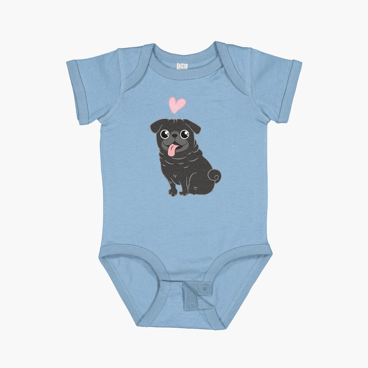 Luvly Love Black Pug Short Sleeve Baby One-Piece, New Born, Baby Shower ...