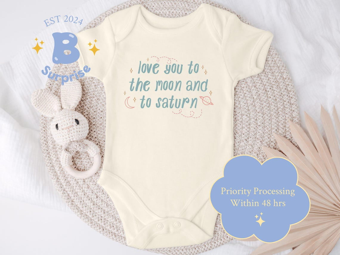 Luvly Love You To The Moon And Saturn | Girl Space Theme Baby Bodysuit ...