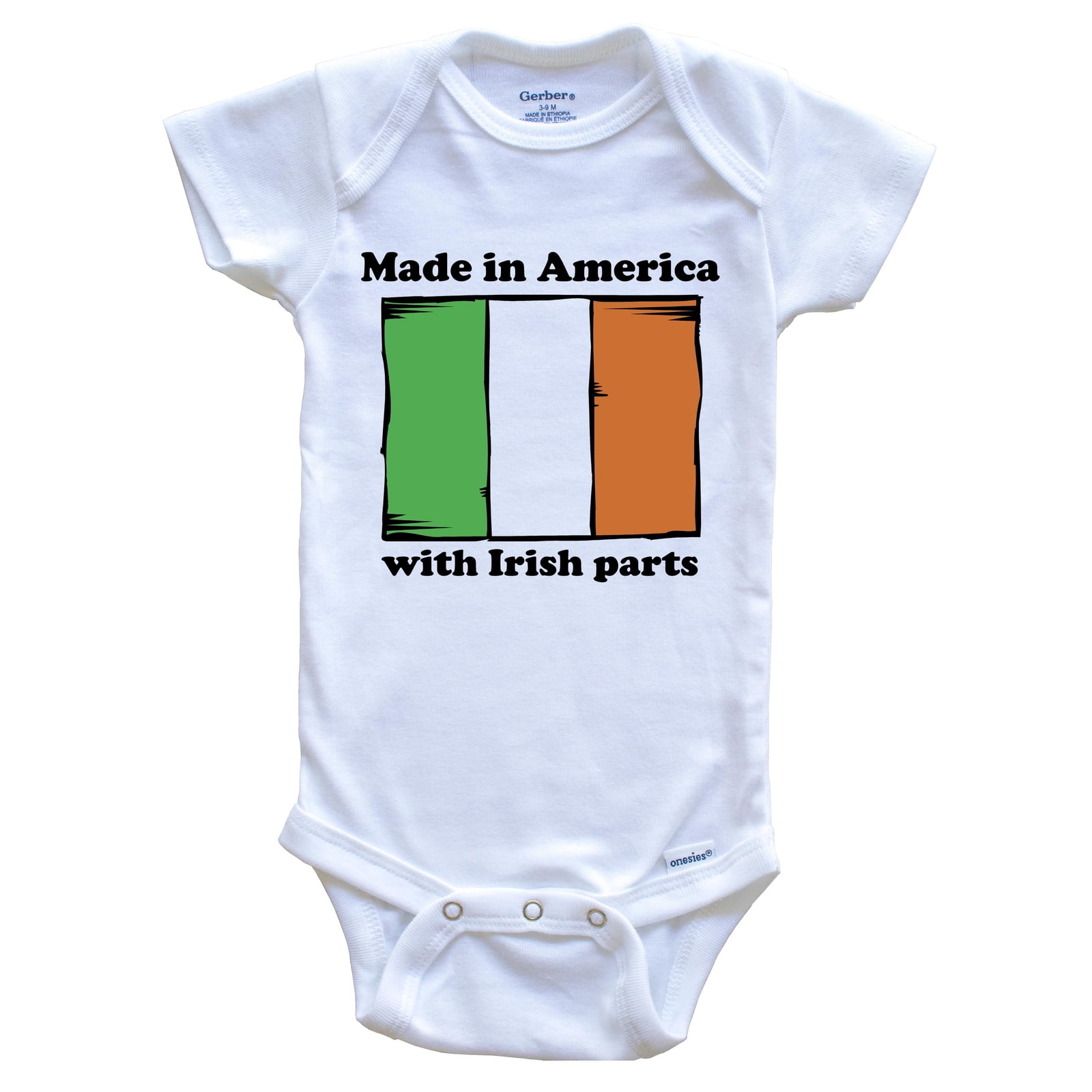 Luvly Made In America With Irish Parts Funny Ireland Flag One Piece ...