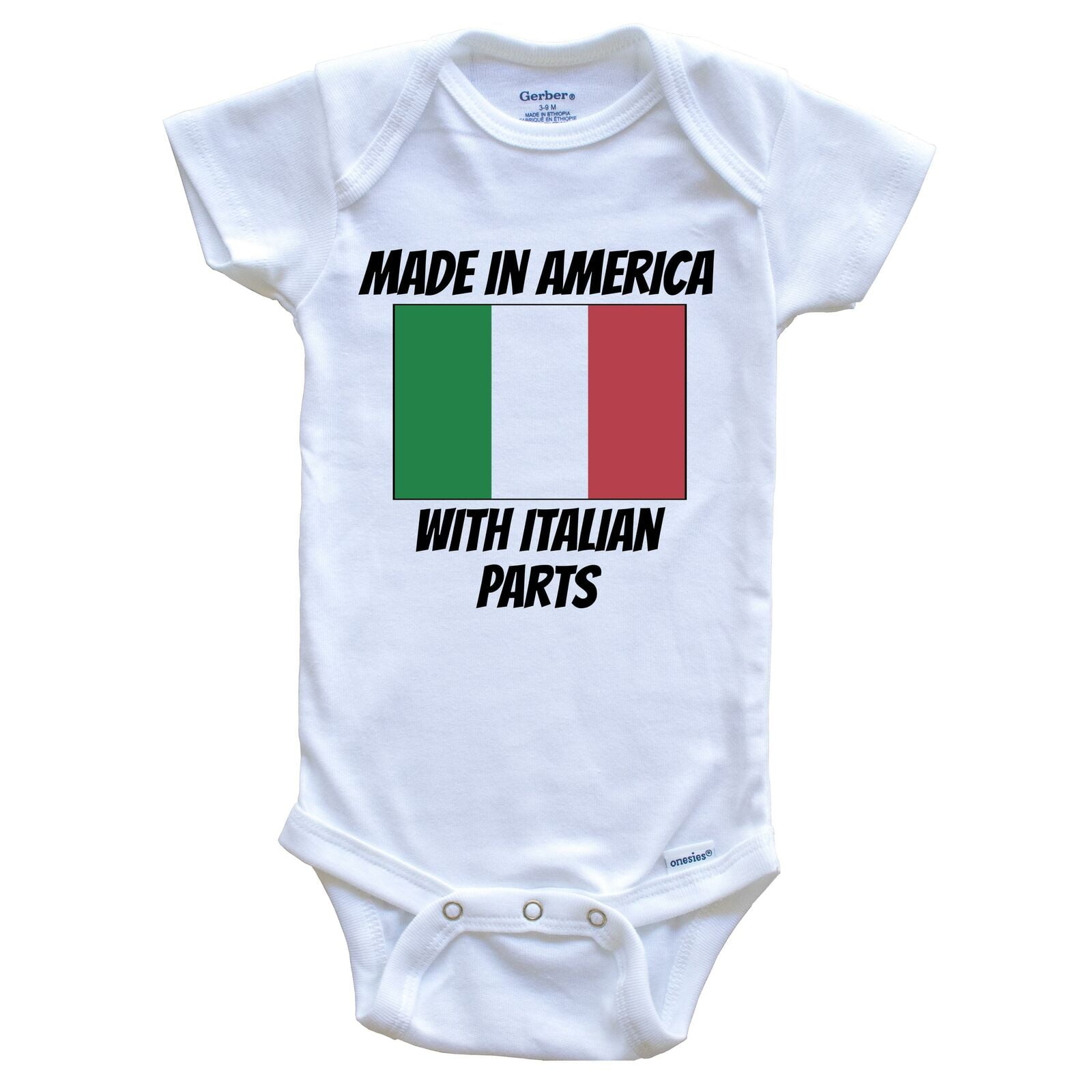 Luvly Made In America With Italian Parts Italy Flag Funny Baby Bodysuit ...