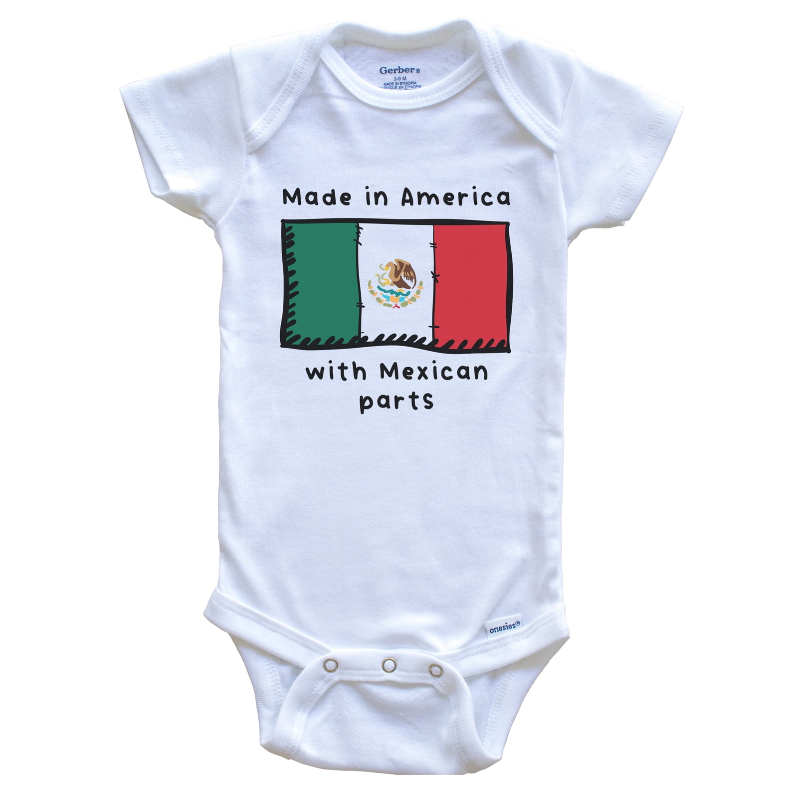 Luvly Made In America With Mexican Parts Mexico Flag One Piece Baby ...