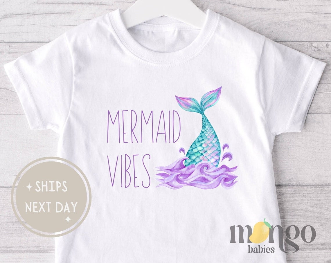 Luvly Mermaid Vibes Toddler Tshirt - Cute Ocean Bodysuit - Mermaid Baby ...
